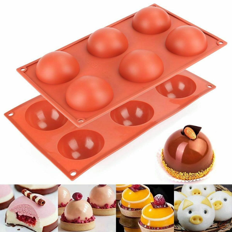 6-Cavity Silicone Cake Mold Hot Chocolate Bombs Mould 2" Half Ball ...