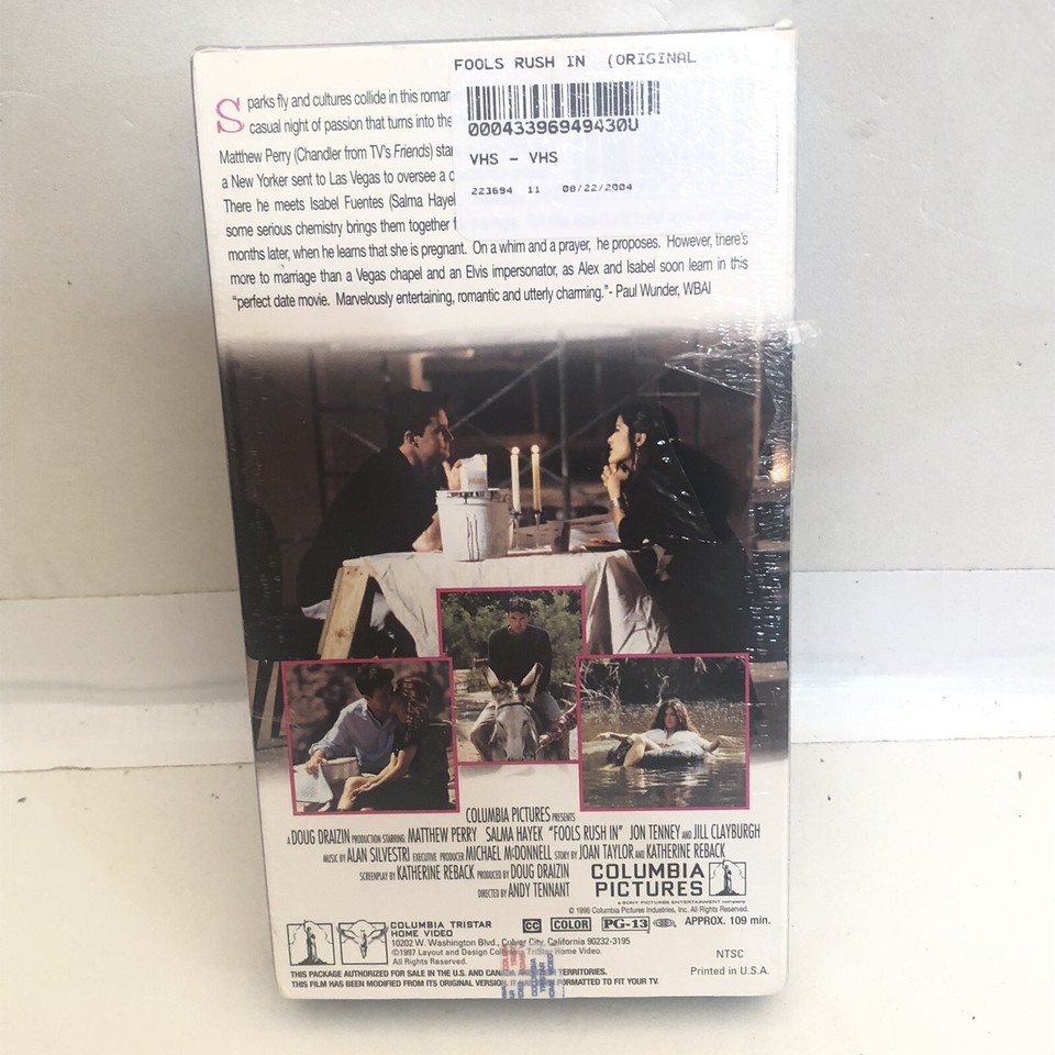 Fools Rush In VHS 1997 Romance Collection Matthew Perry Salma Hayek ...
