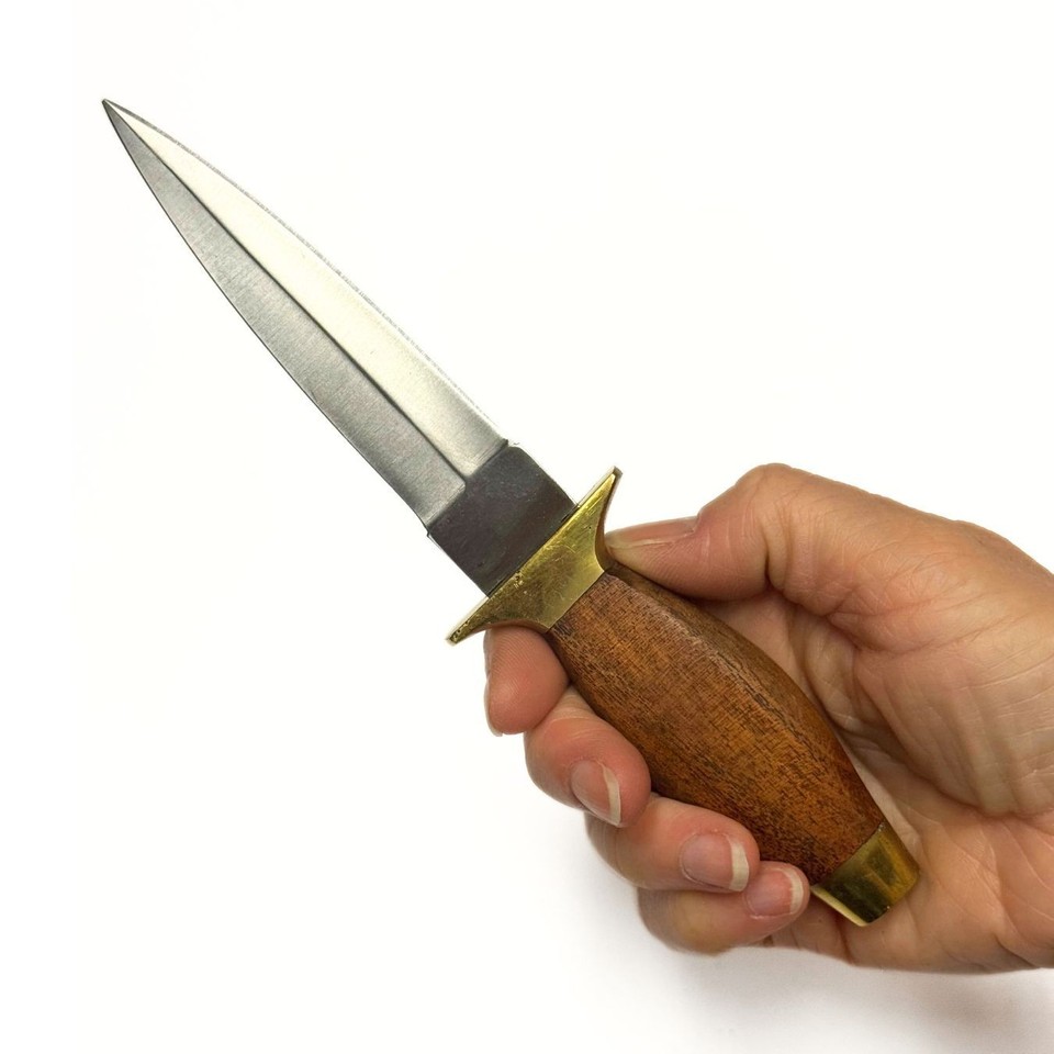 Double Edge Boot Knife with Wooden Handle | eBay