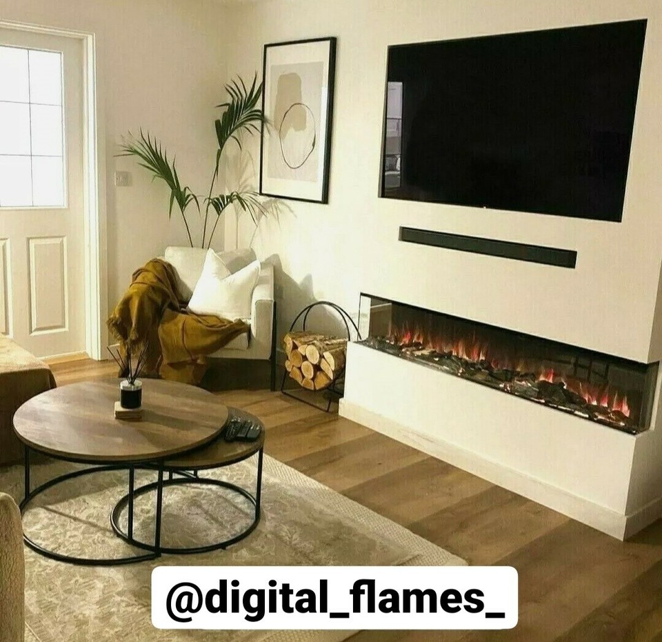 50 60 72 INCH HD+ MEDIA WALL PANORAMIC ELECTRIC FIRE 3 SIDED FULL GLASS | eBay UK