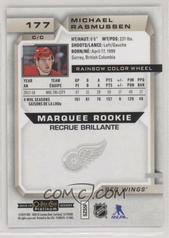 MICHAEL RASMUSSEN 2018-19 O-Pee-Chee Platinum Rainbow Color Wheel ...