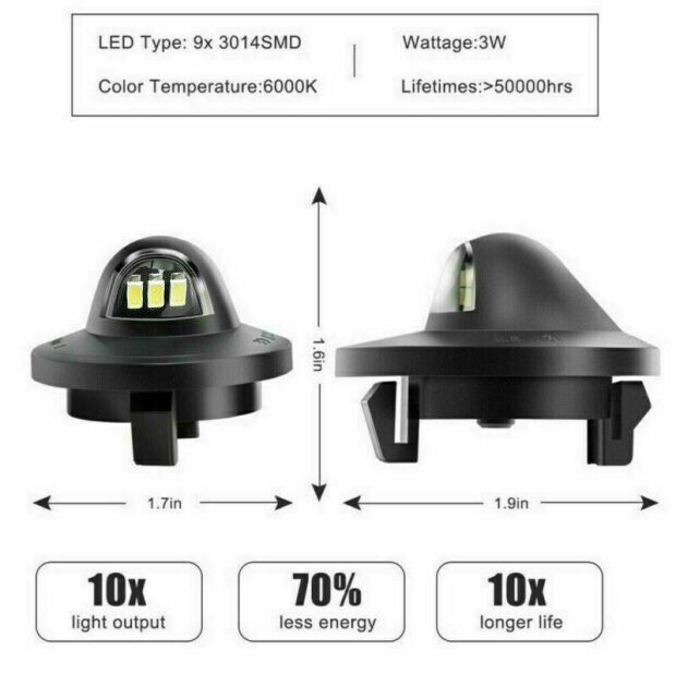 LED License Plate .Light Lamp Assembly Replacement For Ford F150 F250 ...