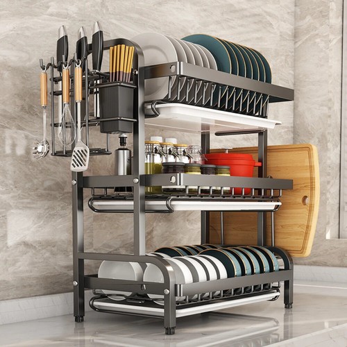 Kitchen Dish Rack Multi-Storey Storage Cupboard Stainless Drain ...