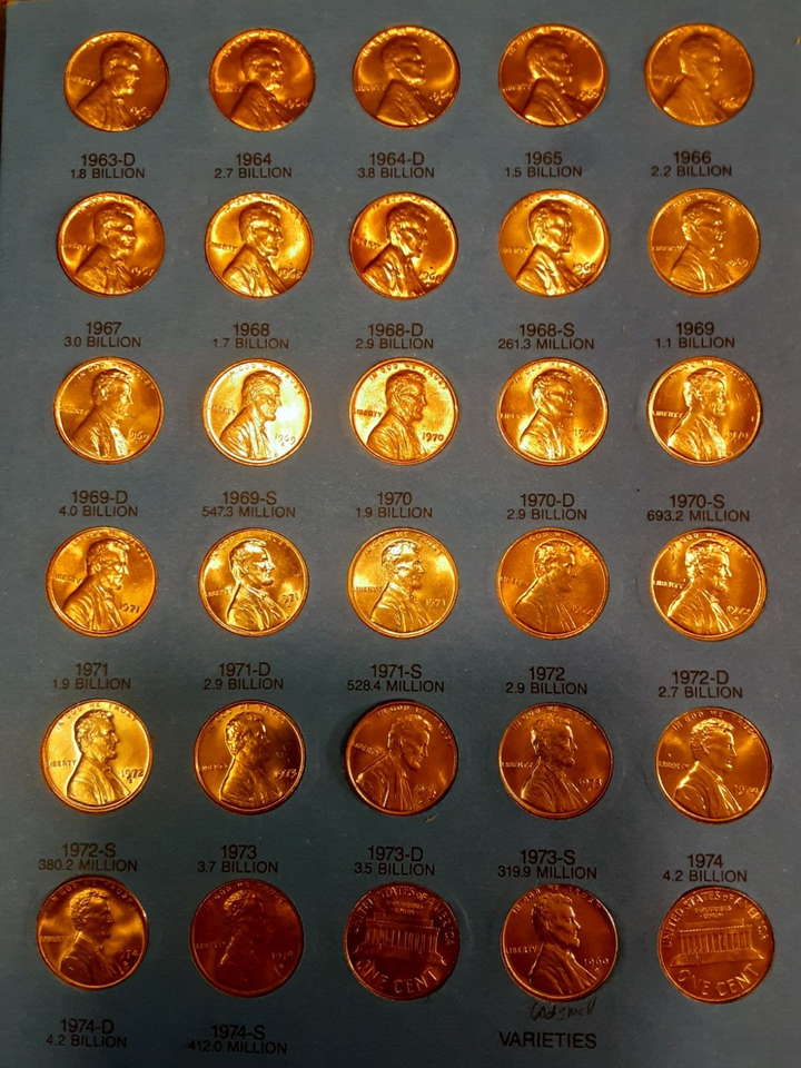 lincoln penny set collection 1909 vdb-2024 p d s wheat cent with bu ...