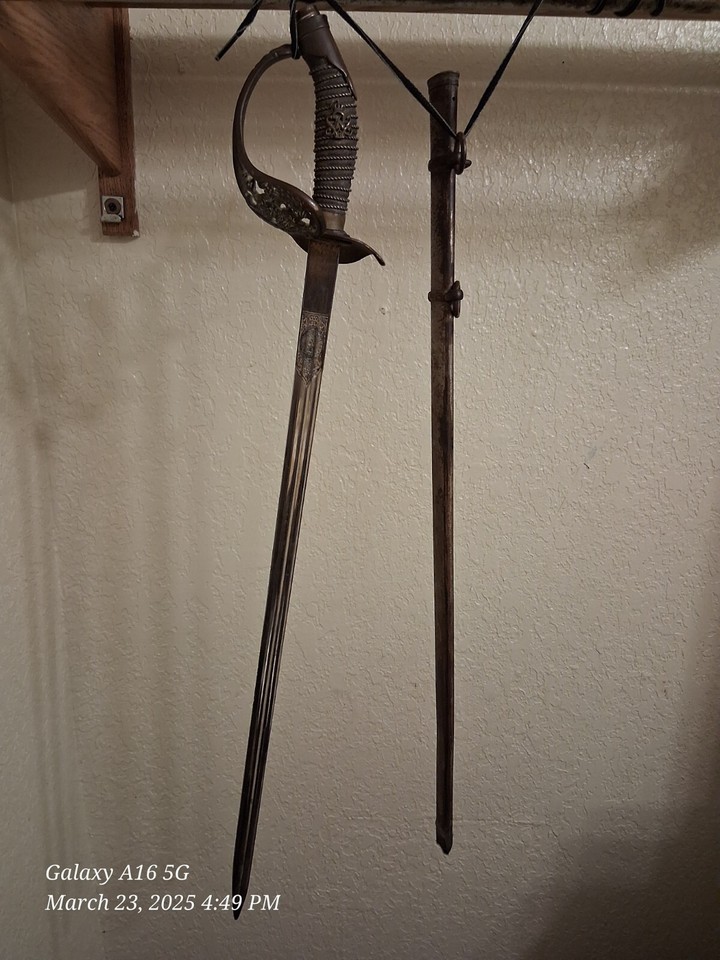 RARE Fine German Damascus Sword-Blueing/Gilt Etch Eagle &Damast-Stalh ...