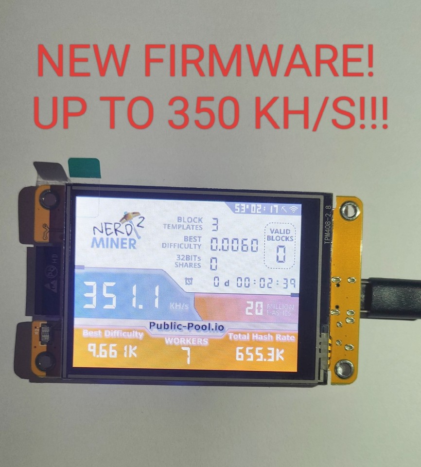 Nerd Miner v2 Solo Bitcoin Miner Lottery Mini Crypto NerdMiner Display ...
