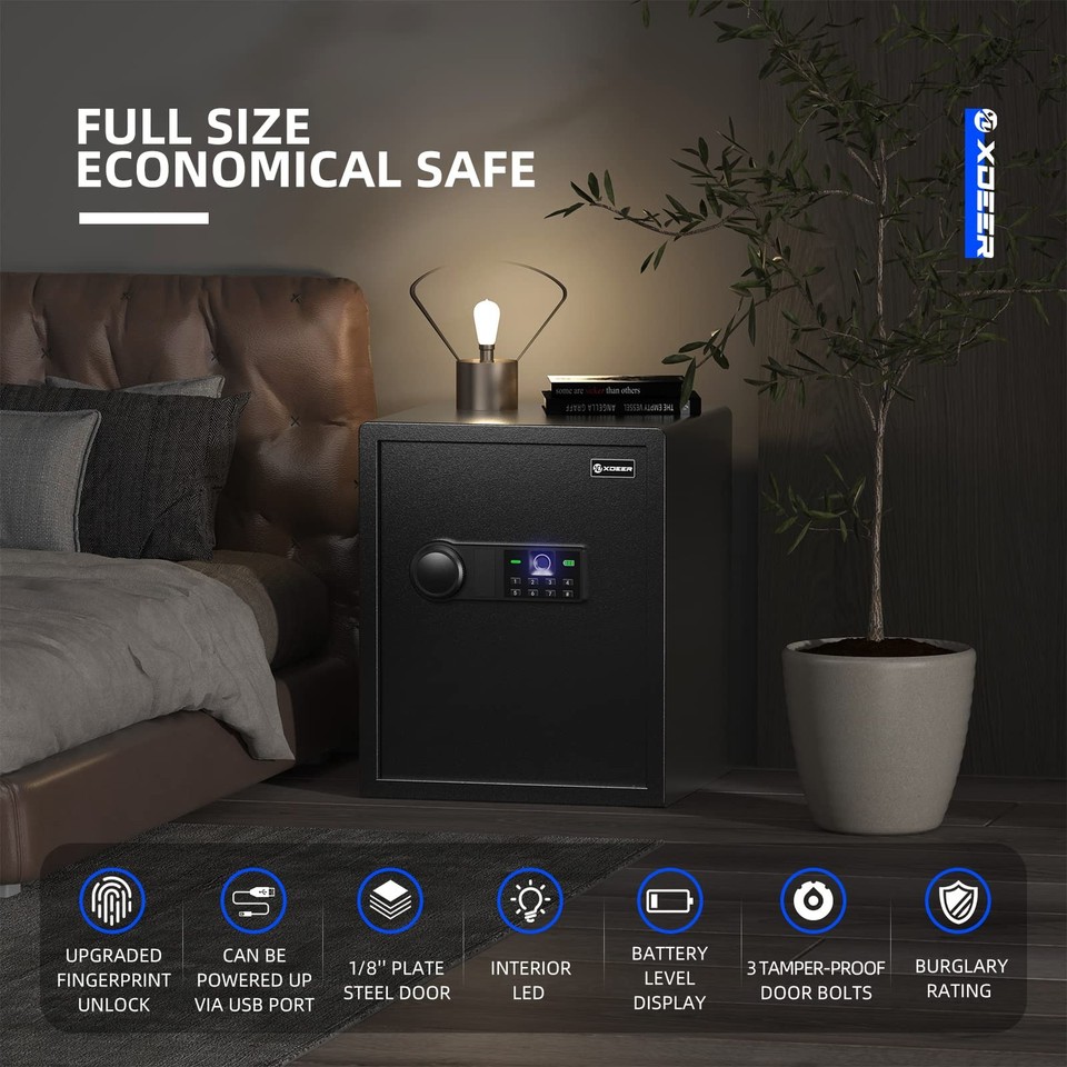 Biometric Safe Box, Quick-Access Security Safe Box with Upgraded ...