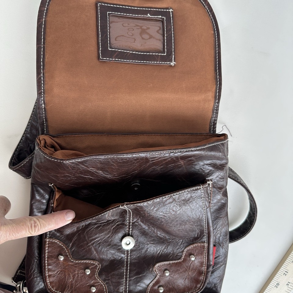 Vintage UNIONBAY Owl Crossbody Backpack Purse Bag Vegan Leather Studded ...