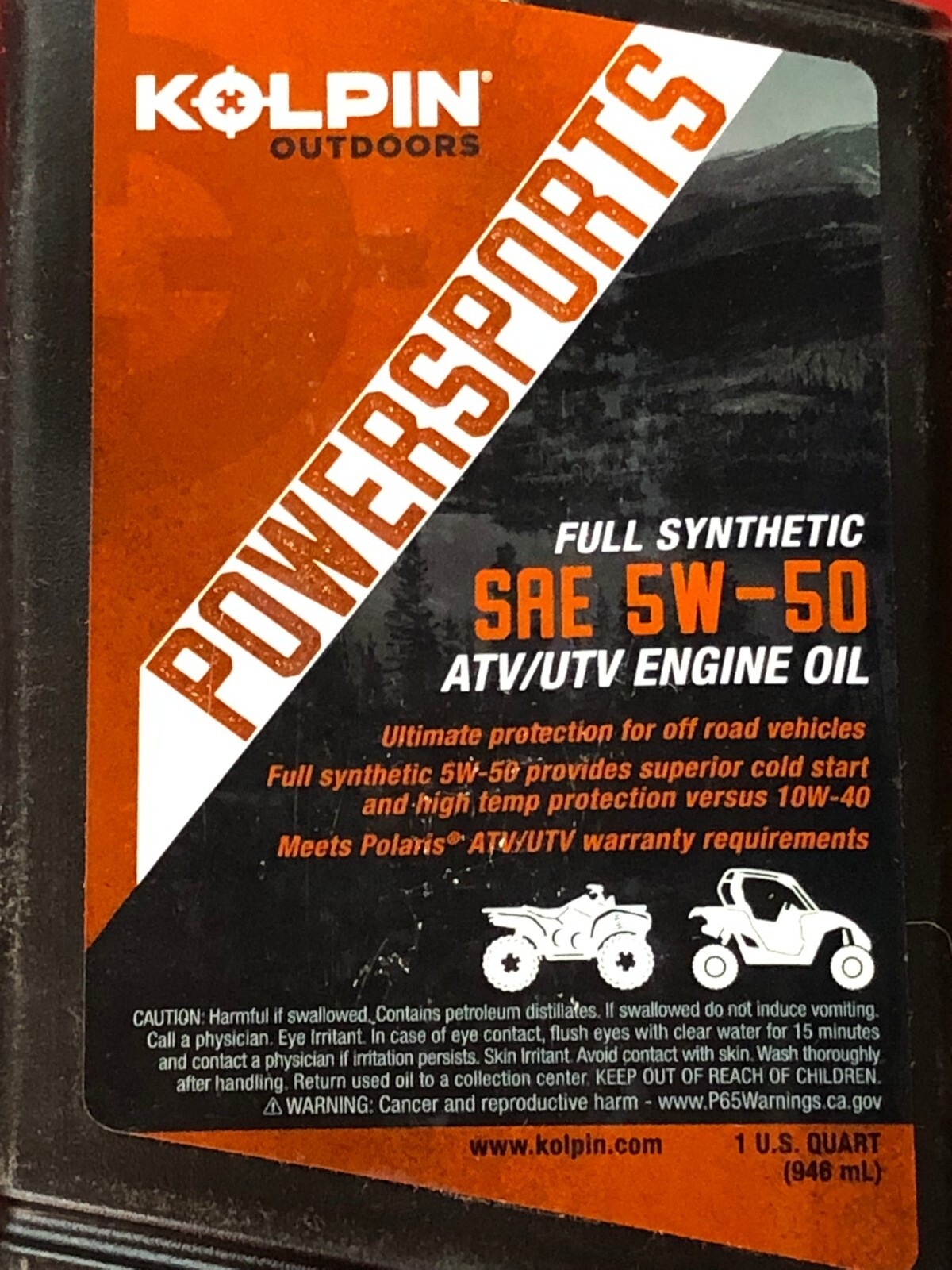 5w50 Engine Oil 1 Qt. Full Synthetic 5w-50 Kolpin for ATV UTV Off-road ...