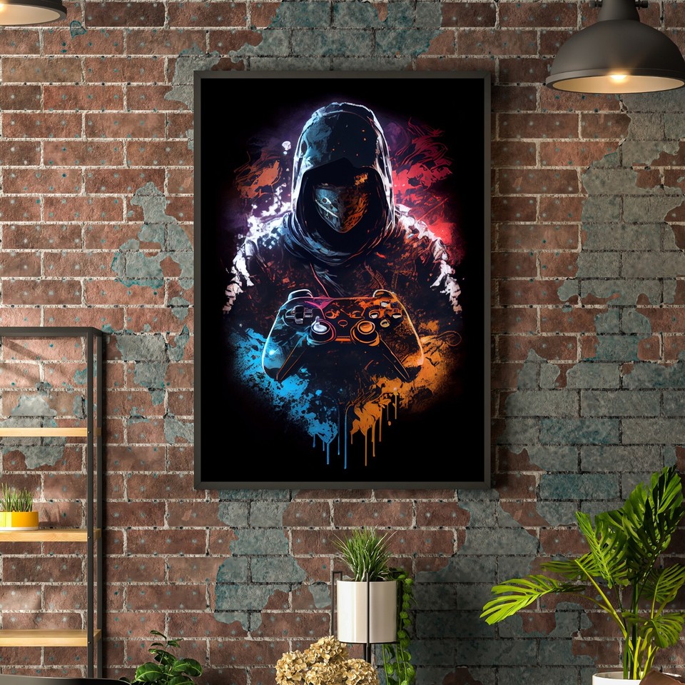 Gaming Print Retro Wall Art Video Poster Picture Boys Kids Room Canvas ...