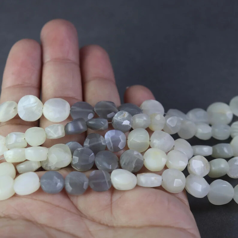 1 Strand Multi Moonstone Coin Shape Beads,Faceted Gemstone Coin beads ...