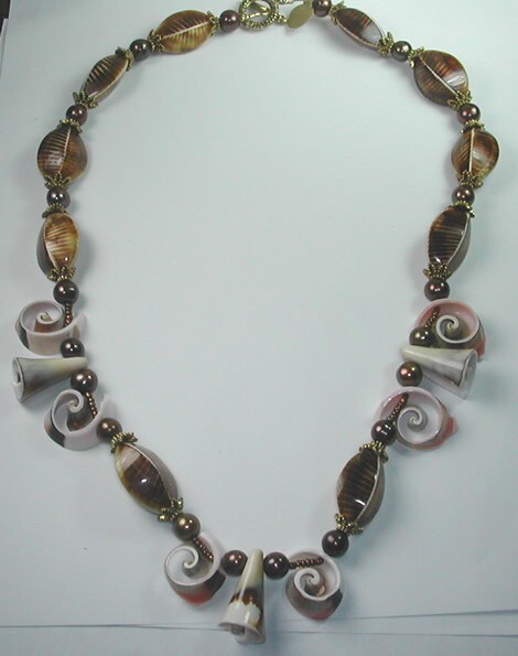 Necklace Fancy Shells Chocolate Freshwater Pearls Handmade Beach ...