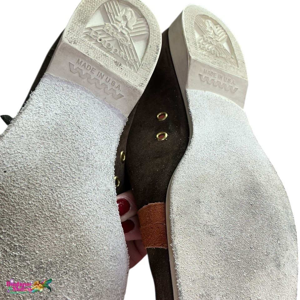 Hush Puppies Sz 6.5 Women Two Tone Brown Suede Leather Shoes 50s Style ...