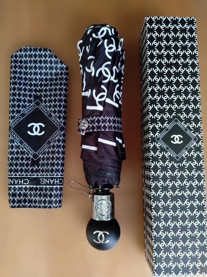 Used CHANEL folding umbrella black with automatic open/close button | eBay