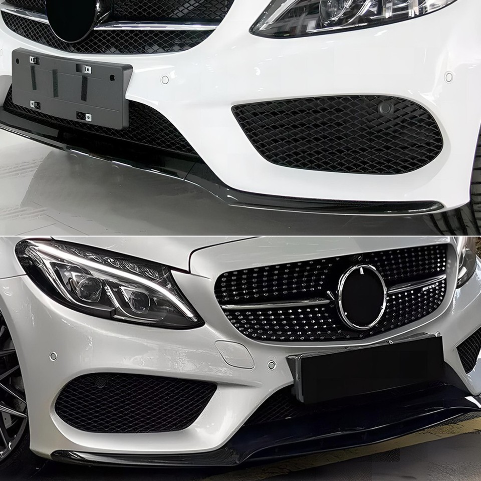 Black Front Bumper L/R Lip Lower Molding Trims For Mercedes-Benz C350 ...