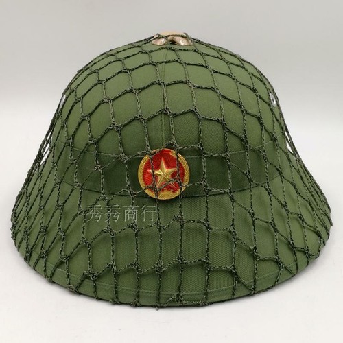 VIETNAM WAR ARMY HAT NVA VIETCONG VC PITH HELMET GREEN WITH NET BADGE ...