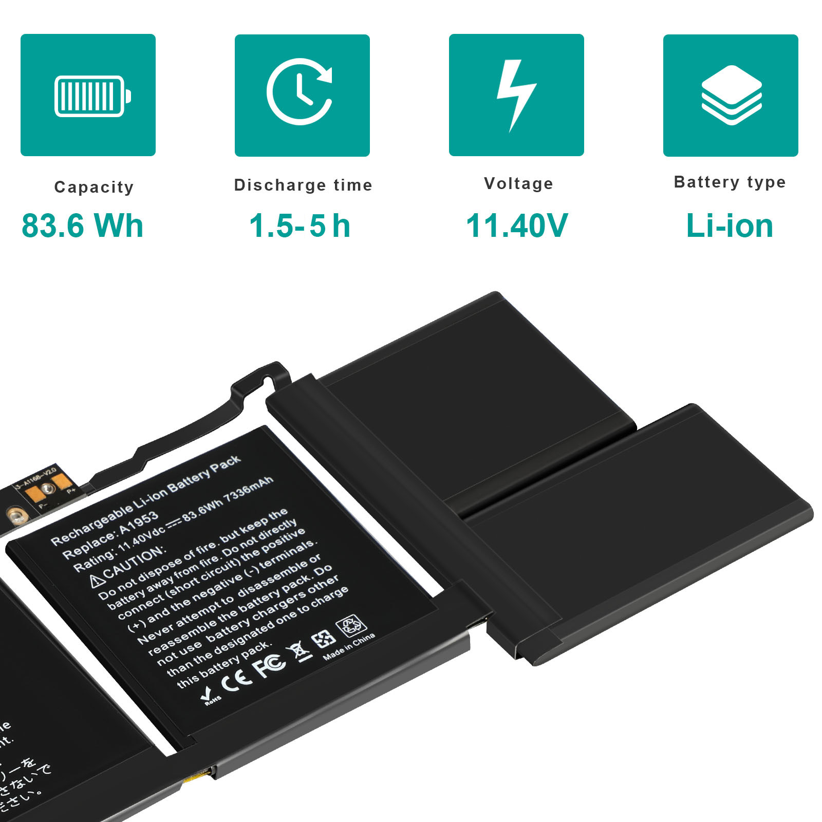 A1953 Battery For MacBook Pro 15" A1990 Mid 2018 2019 A1990 (EMC 3215 ...