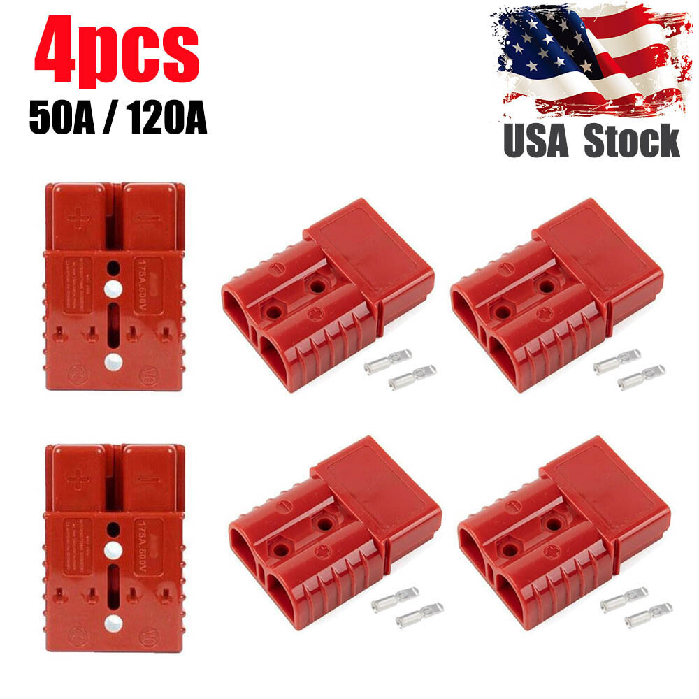 4Pcs For 50/120A 600V For ANDERSON PLUG Cable Battery Power Connector ...