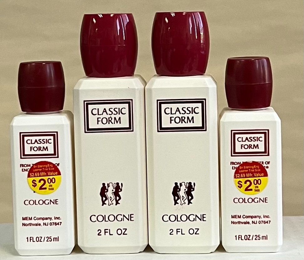 4 Bottles Classic Form Cologne by MEM Co,2 of 2 fl oz and 2 of 1 oz ...