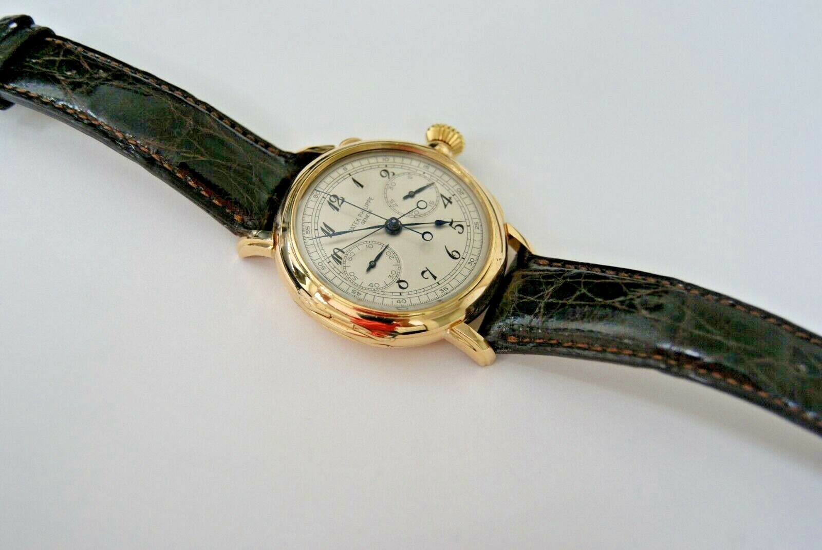 PATEK PHILIPPE ANTIQUE SPLIT SECOND CHRONOGRAPH 18K GOLD 44 MM TRIPLE ...