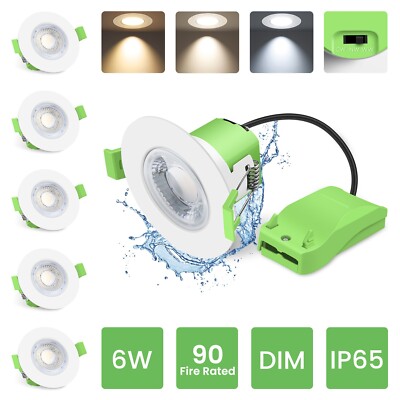 LED Recessed Fire Rated 3CCT Down Lights Dimmable Spotlights IP65 ...