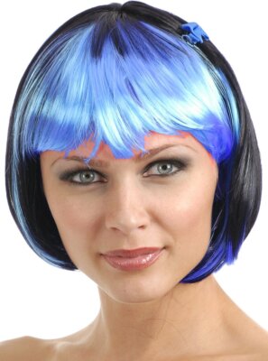 Two Toned Bob Wig Short Fancy Dress Halloween Adult Costume Accessory 2 ...
