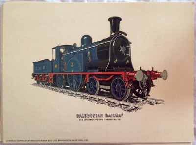 Caledonian Railway 4-2-2 Locomotive and Tender No 123. Print 9.5" x 7 ...