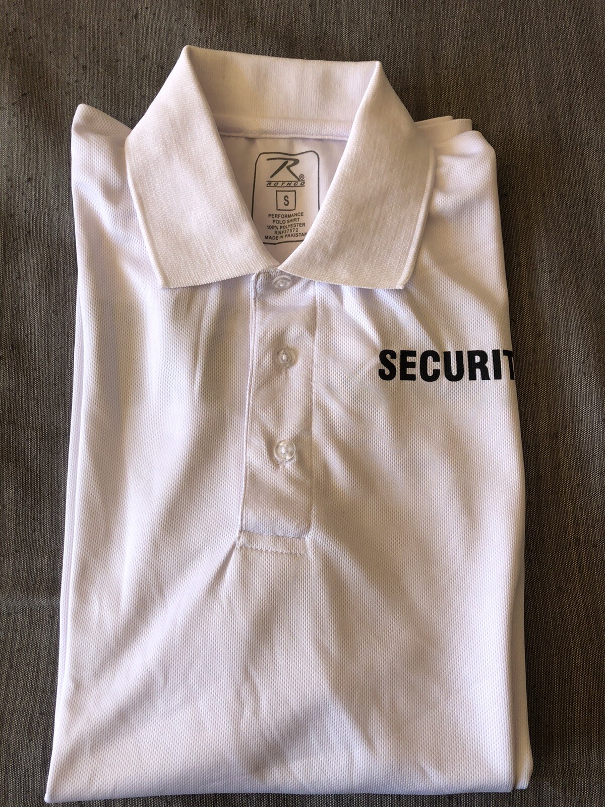 White Security Guard Officer Polo Shirt Size S - Gem
