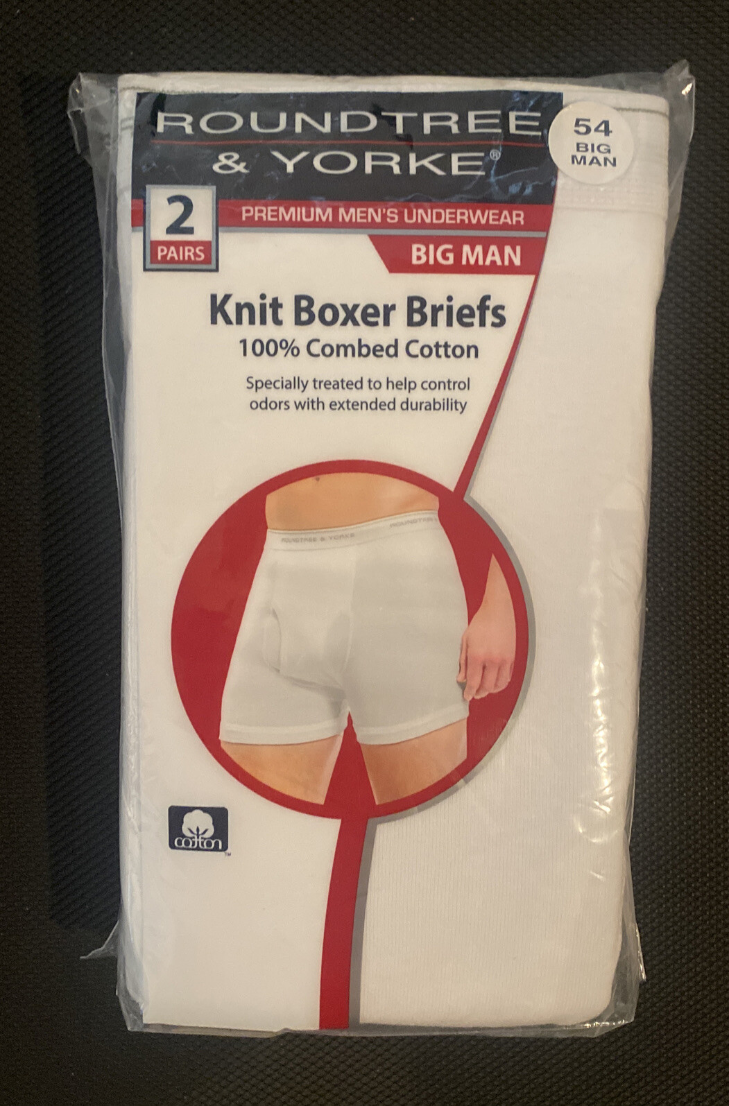 Men's Big Man Roundtree & Yorke 100% Cotton Knit Boxers Brief 2 Pair ...
