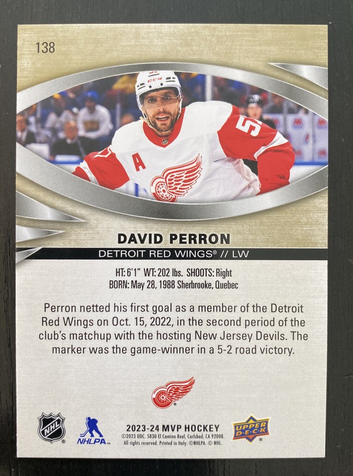 2023-24 UD MVP Gold Signature - 138 David Perron - Detroit Red Wings | eBay