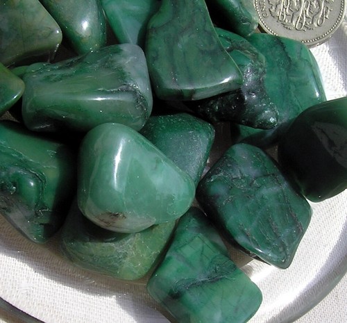 12 Green Buddstone (African Jade) Crystal Polished Tumblestones ...
