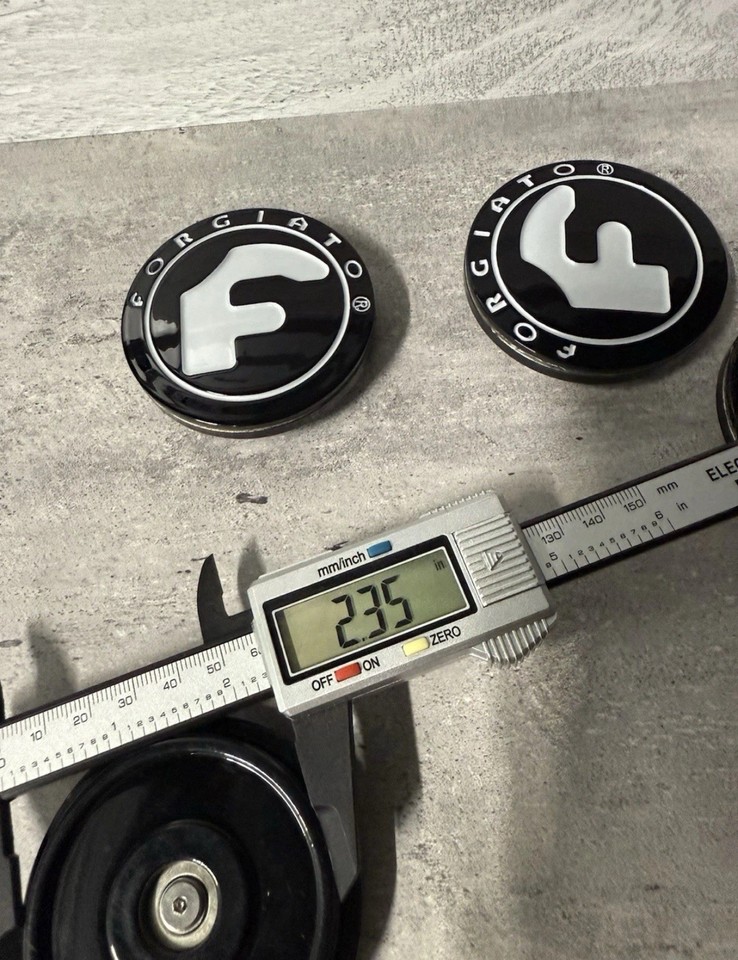 FORGIATO FLOATING WHEELS RIMS CENTER CAPS Black & Brushed White billet ...