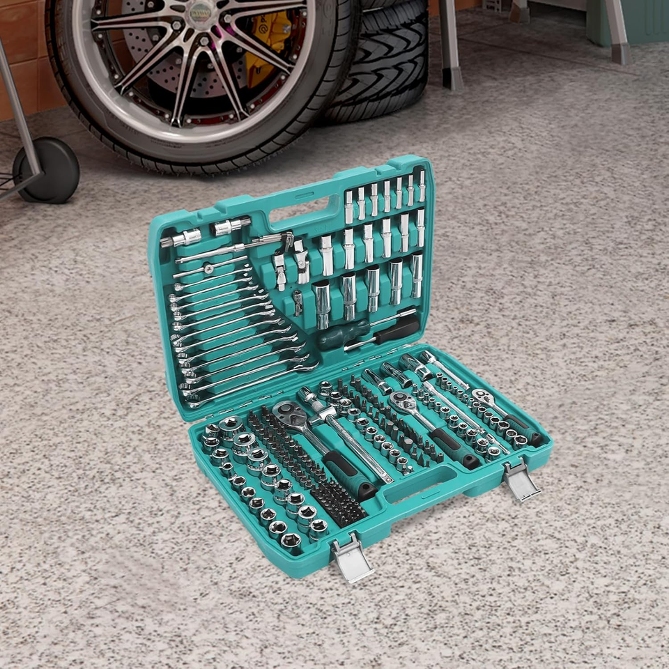 Comprehensive 216-Piece Mechanic Tool Set with 24 Tooth Ratchet & Case ...
