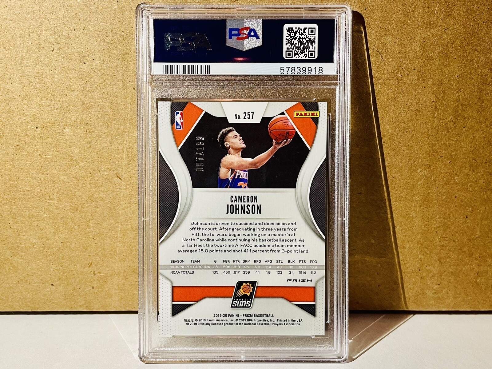2019-20 Panini Prizm Cameron Johnson Rookie Blue Prizm /199 #257 PSA 10 ...