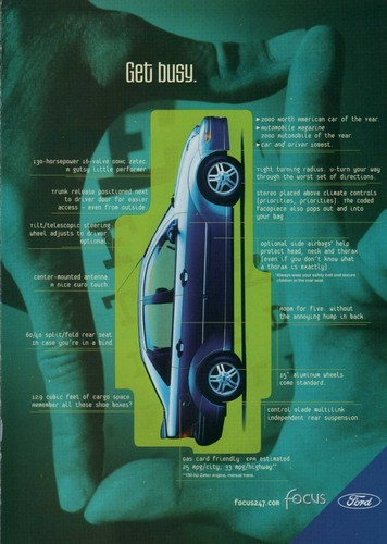 FORD CAR Magazine Print Ad FOCUS VTG 2000 | eBay