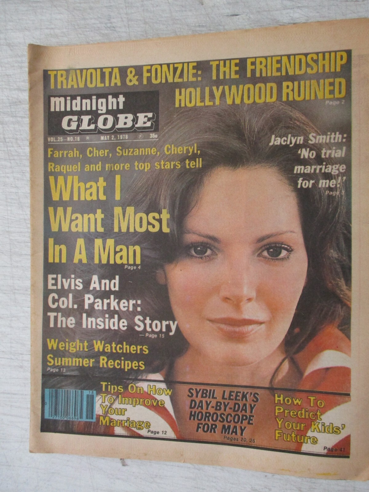 MIDNIGHT GLOBE TABLOID MAGAZINE MAY 2, 1978 CHARLIE'S ANGELS JACLYN ...