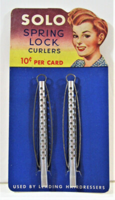 Vintage Solo Spring Lock Curlers On Store Display Card Old Store Stock ...