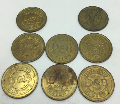 8 VINTAGE DAVE & BUSTER'S GAMING TOKENS 1995 1996 2005 2009 & UNKNOWN ...