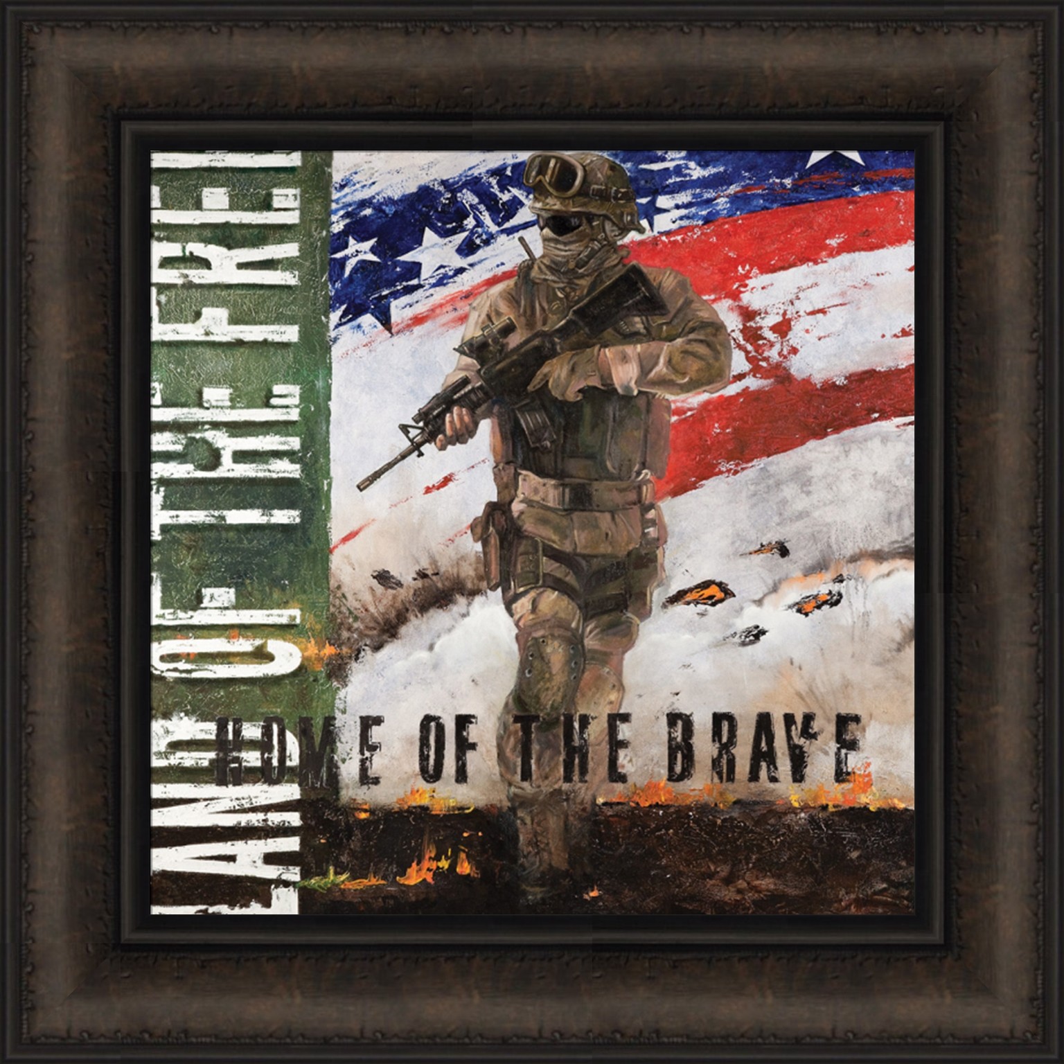 HOME OF THE BRAVE by Jason Bullard 16x16 Soldier Military FRAMED ART ...