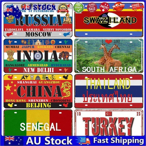 AU License Plate Country Vintage Metal Tin Sign Plaque for Bar Pub Club ...