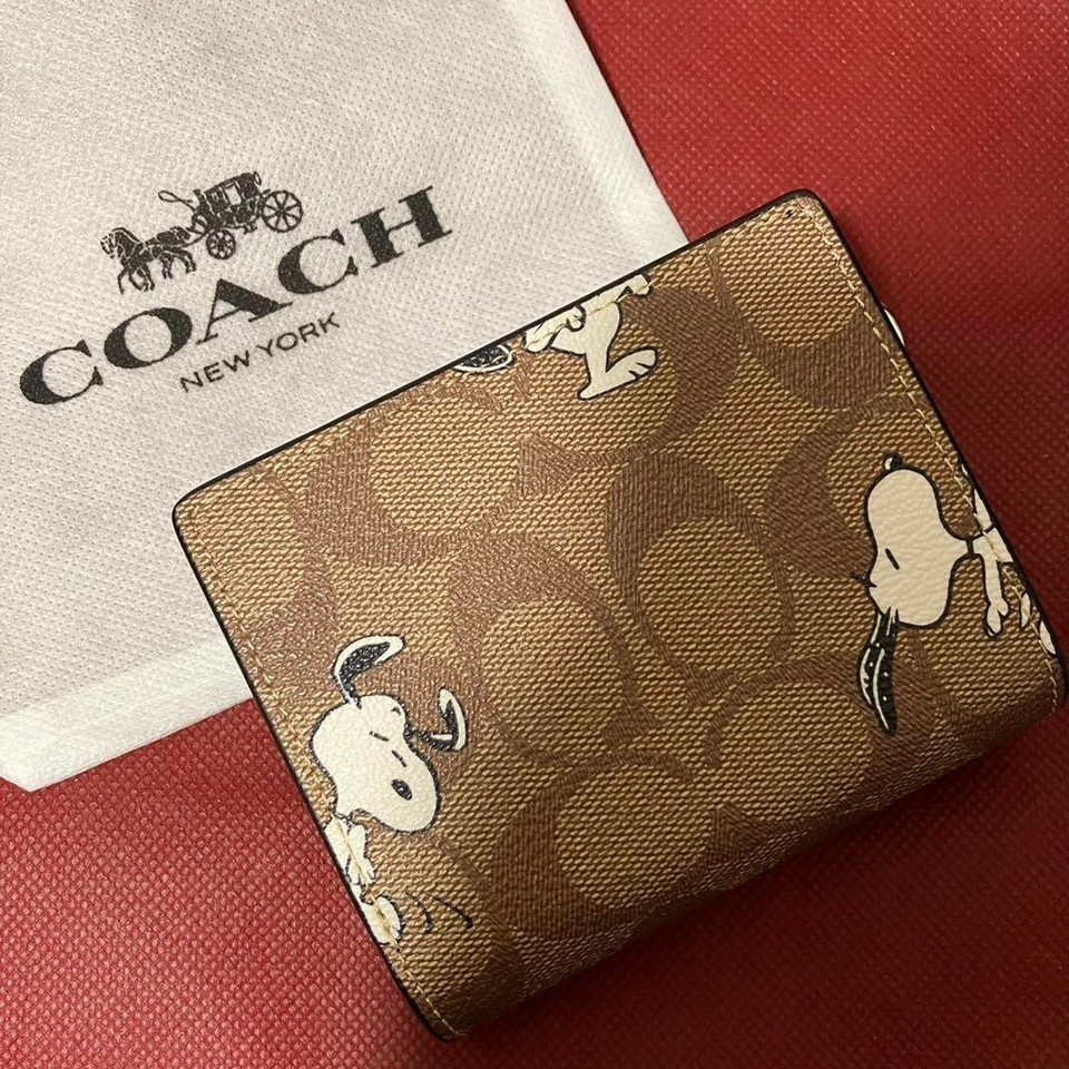 Coach Snoopy Square Wallet OUTLET Leather C4591 Brown | eBay