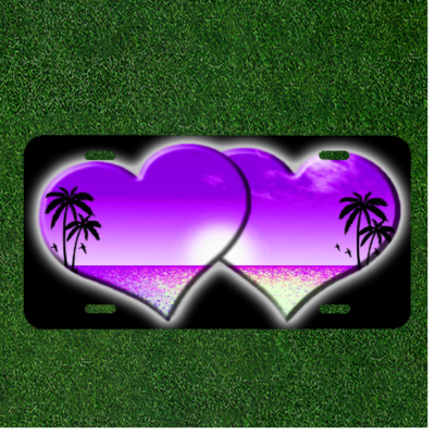 Custom Personalized License Plate Auto Tag With Purple Hearts And View ...