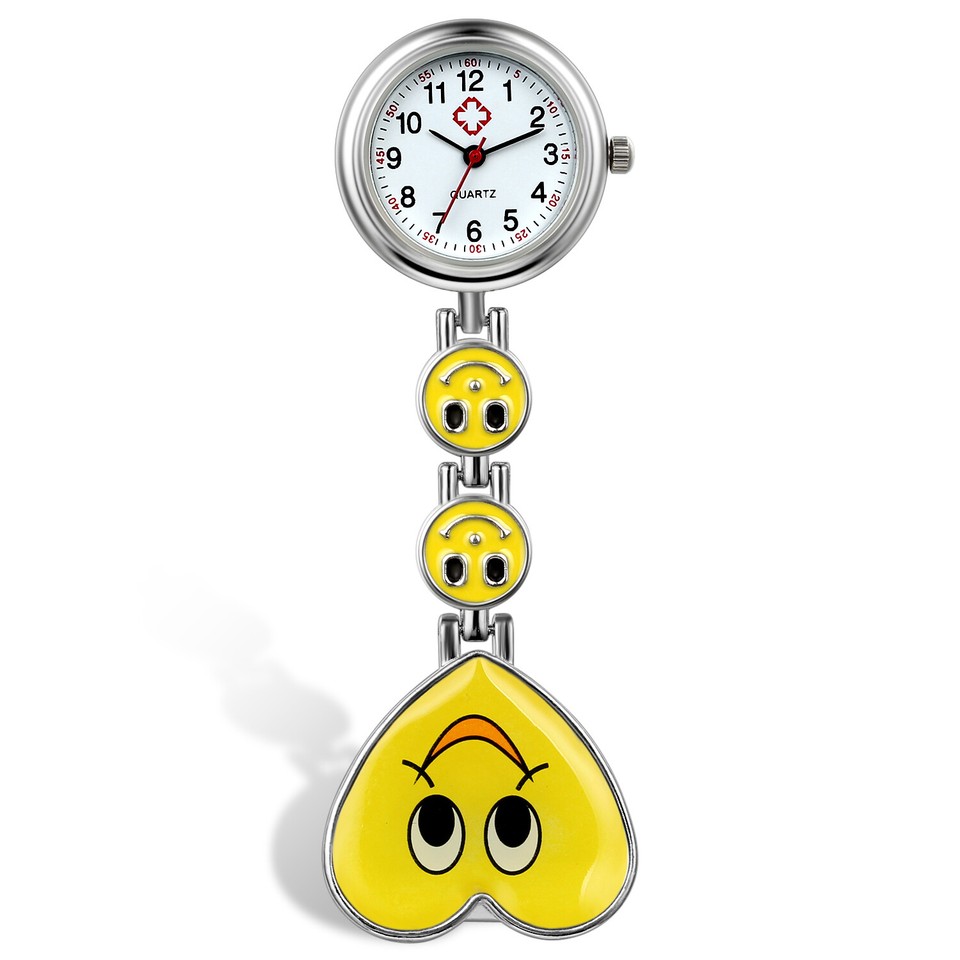 Smile Face Nurse Watch Love Heart Clip On Fob Brooch Hanging Pocket ...