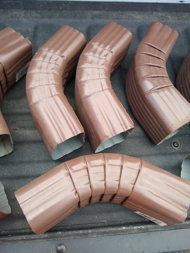 6 Brown Aluminum Down Spout Elbows 3" x 2" Rain Gutter Elbow | eBay