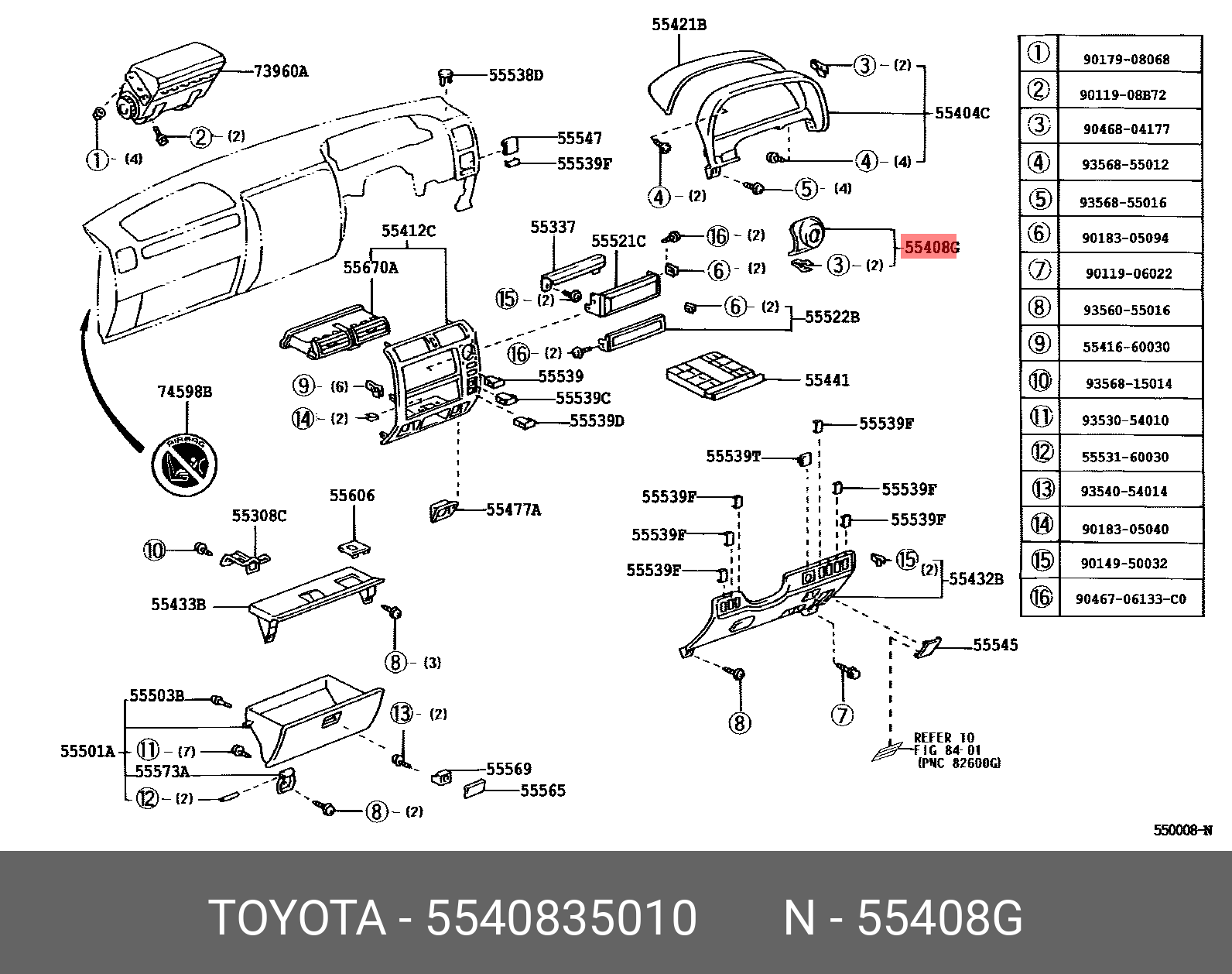 Genuine OE bezel sub-assy, starter switch, 5540835010 for TOYOTA 55408 ...