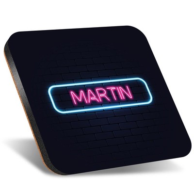 1x Square Coaster 12cm Neon Sign Design Martin Name #352273 | eBay UK