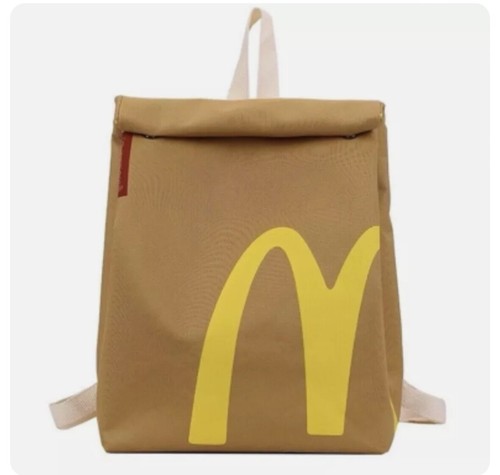 CUTE McDonalds fast food burlap backpack with canvas straps | eBay