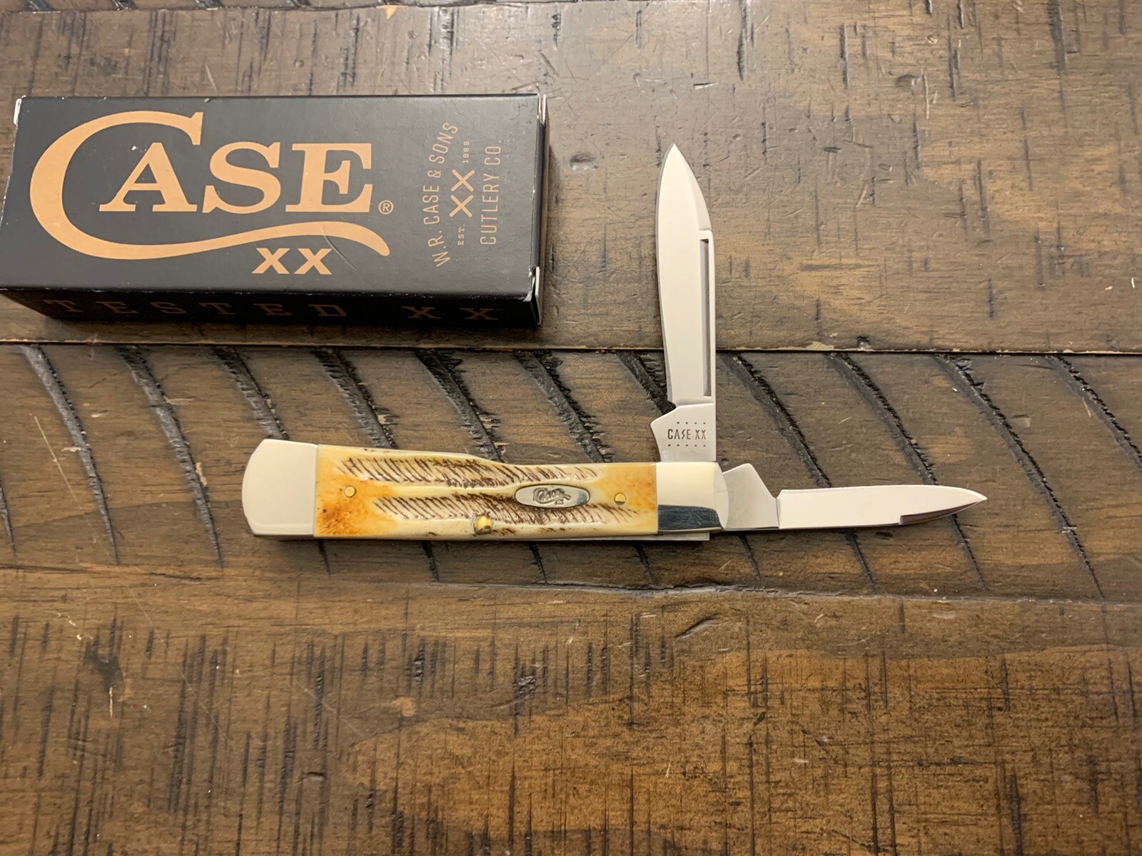 CASE XX GUNSTOCK KNIFE 6.52130 BONE-STAG HANDLES w/BOX UNUSED 2022 | eBay