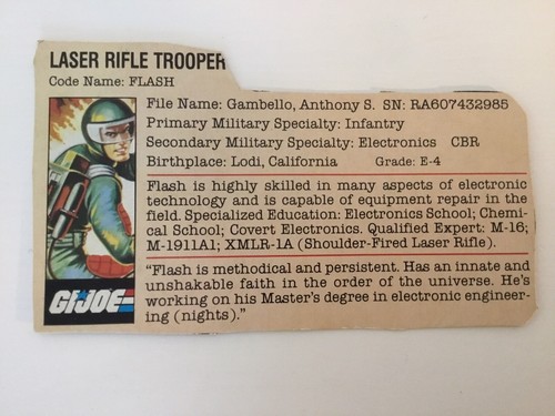 GI Joe Flash File Card - 1982 - Read Description | eBay