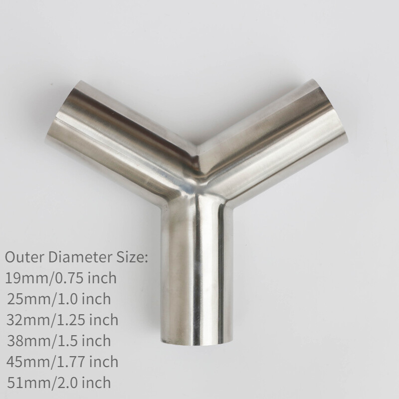 Stainless Steel Y Shape Pipe 3 Way Fitting 120 Degree Exhaust Tube ...